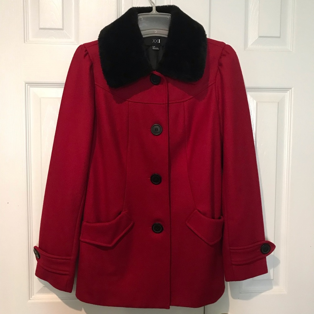 Red Button Pea Coat - Gem